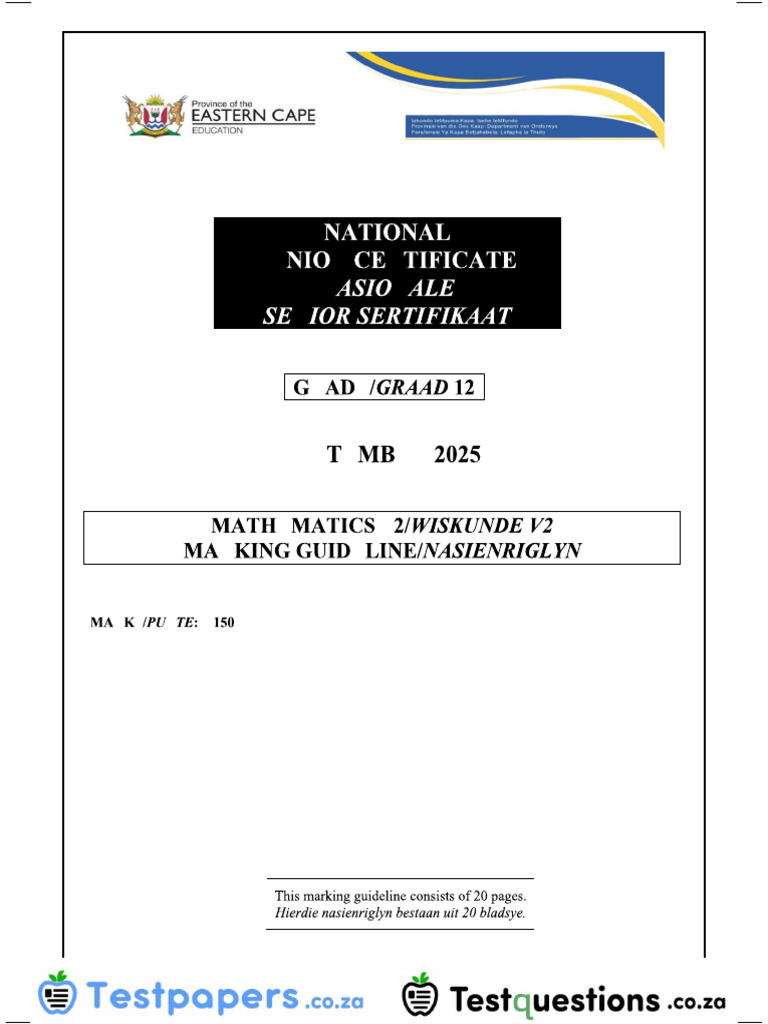 Grade 12 Mathematics September 2025 | PDF