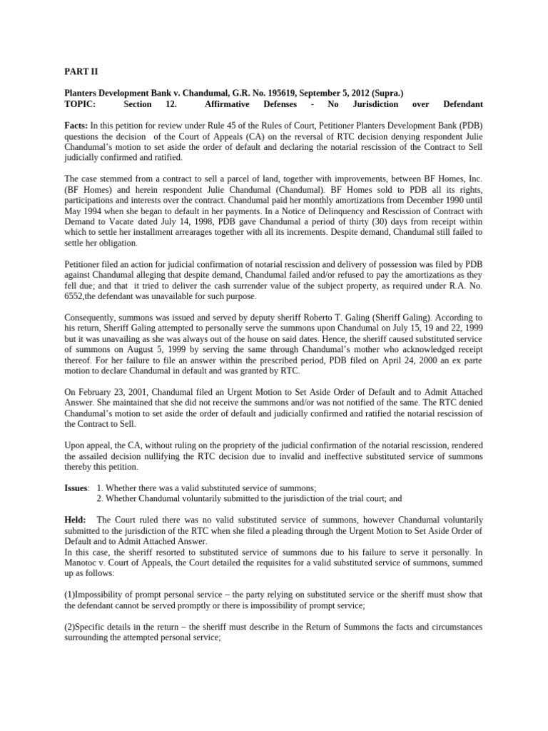 Part 2 CivPro Case Digests | PDF | Subrogation | Complaint