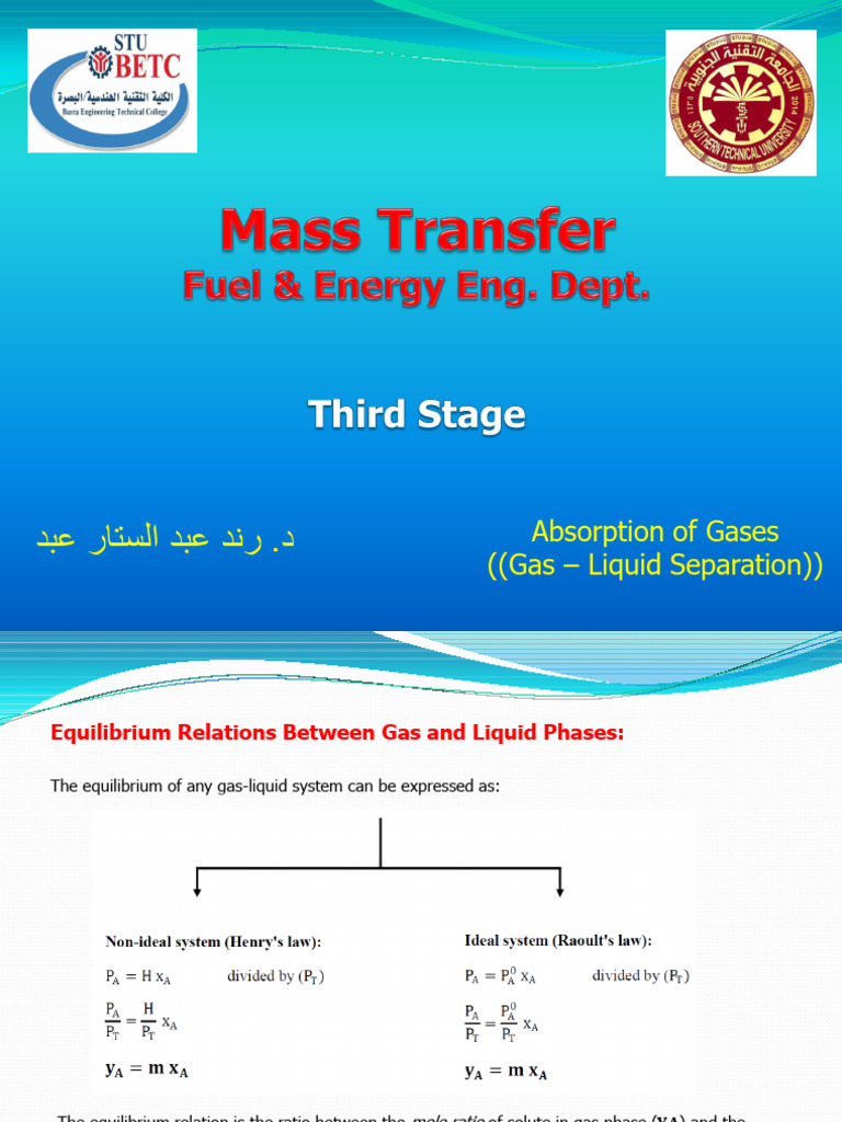 Gas-Liquid Absorption Equilibrium Analysis | PDF | Phase (Matter) | Gases