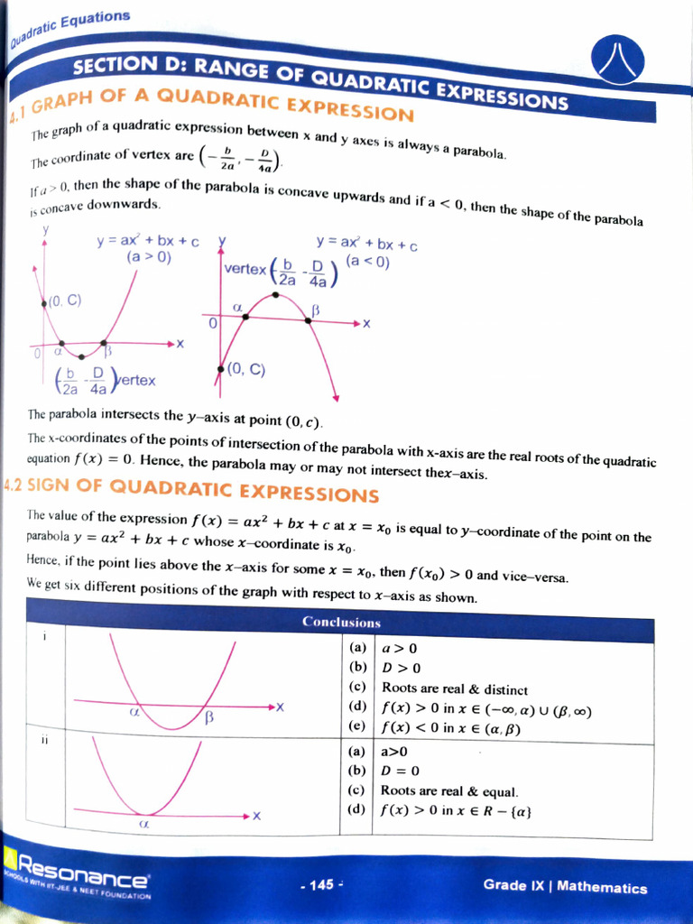 Graph of Quadratic Expressions | PDF | Mathematical Analysis ...