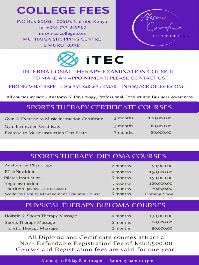 Final Aci College Price List | PDF | Health Care