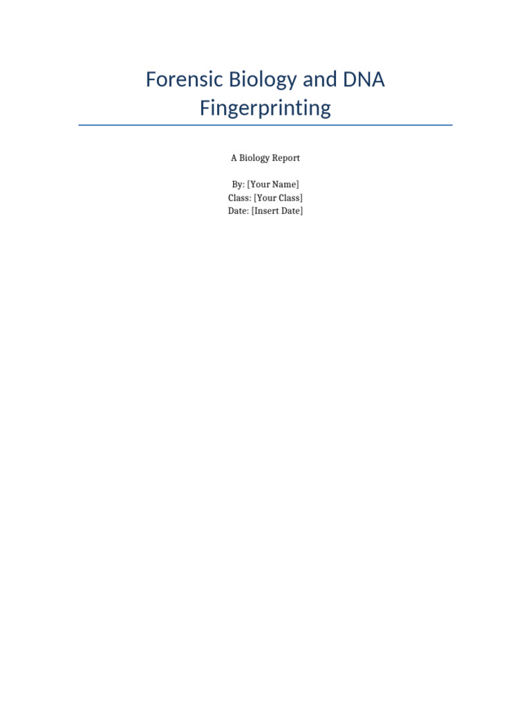 Forensic Biology and DNA Fingerprinting Report | PDF | Dna Profiling | Polymerase Chain Reaction