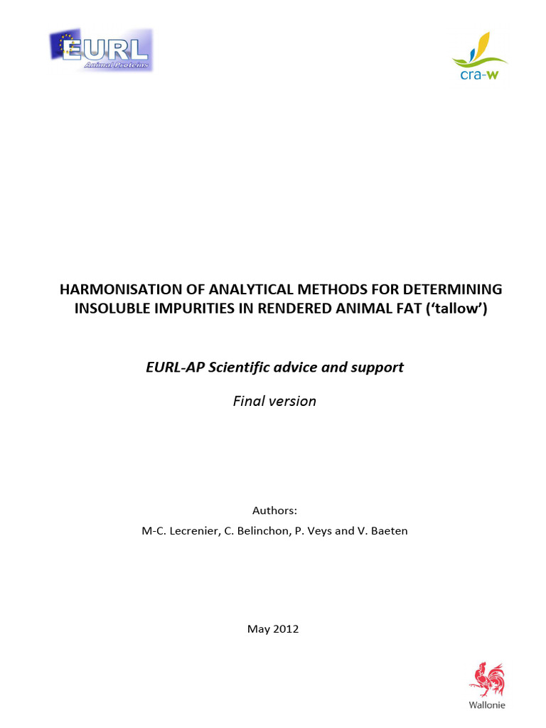 EURL-AP Harmonisation of Analytical Methods For Determining Insoluble ...