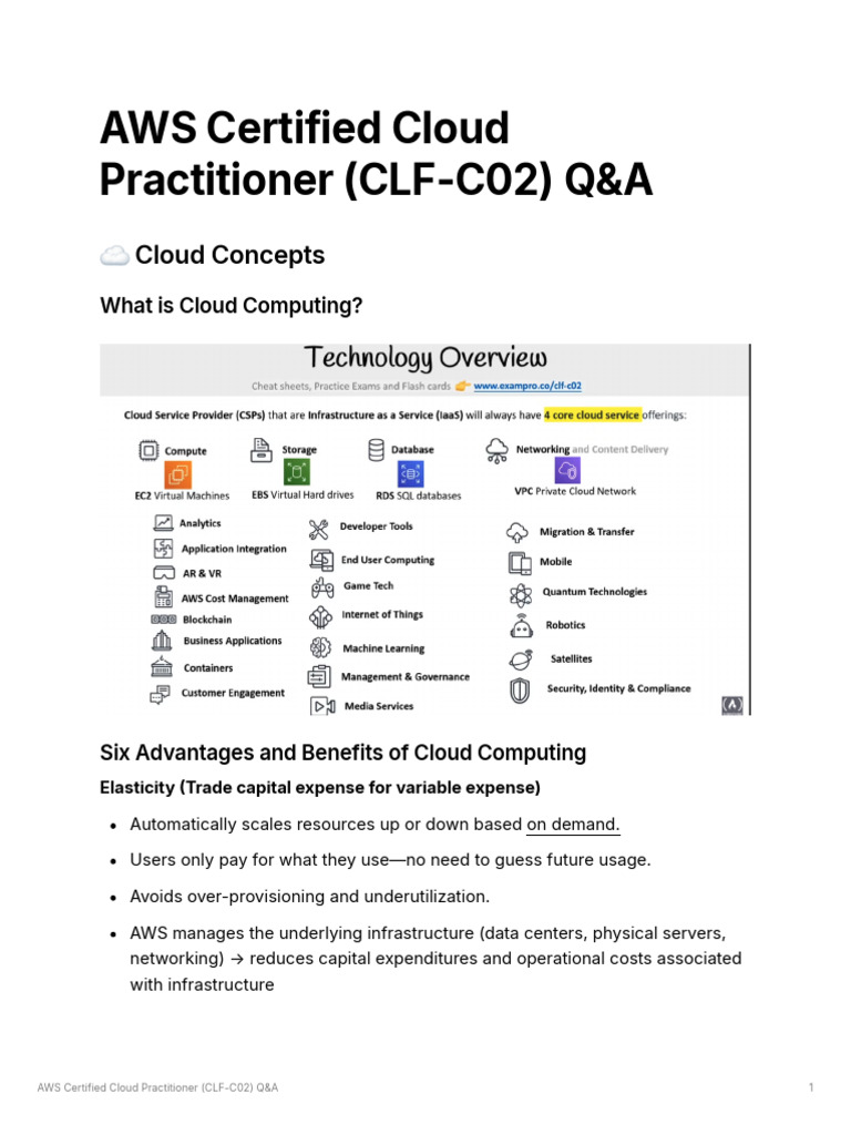 AWS Certified Cloud Practitioner (CLF-C02) QA | PDF | Cloud Computing | Amazon Web Services