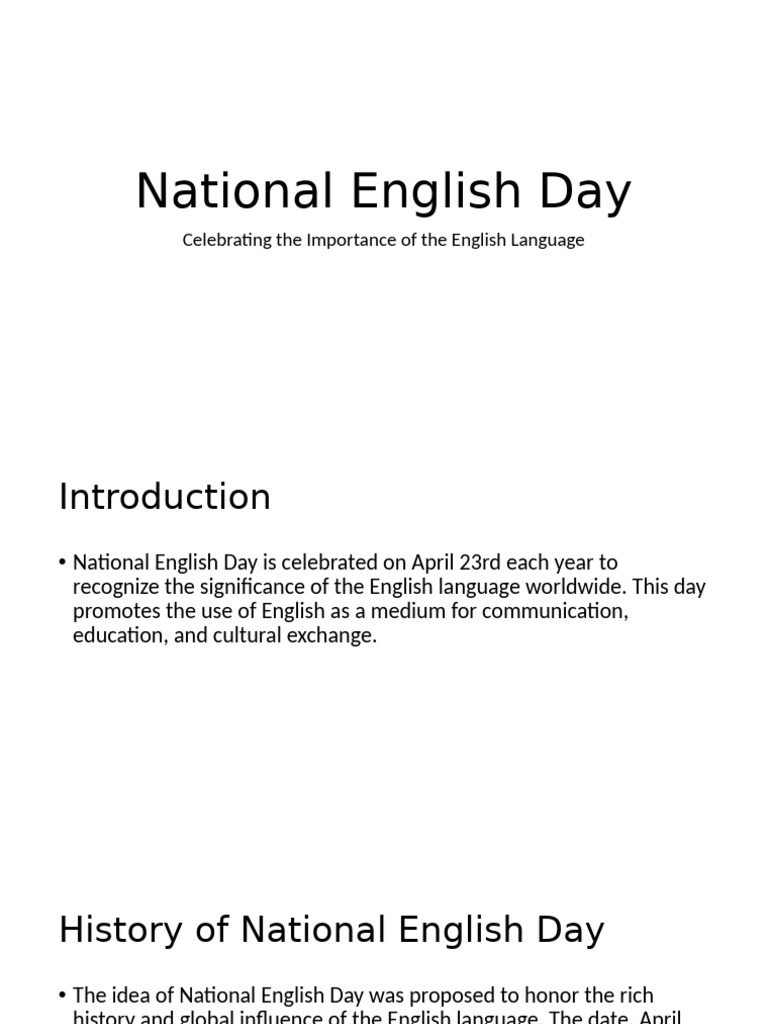 National English Day: Celebrating Language | PDF