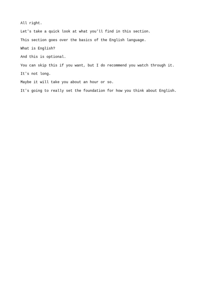 001 Section Overview - English Language | PDF
