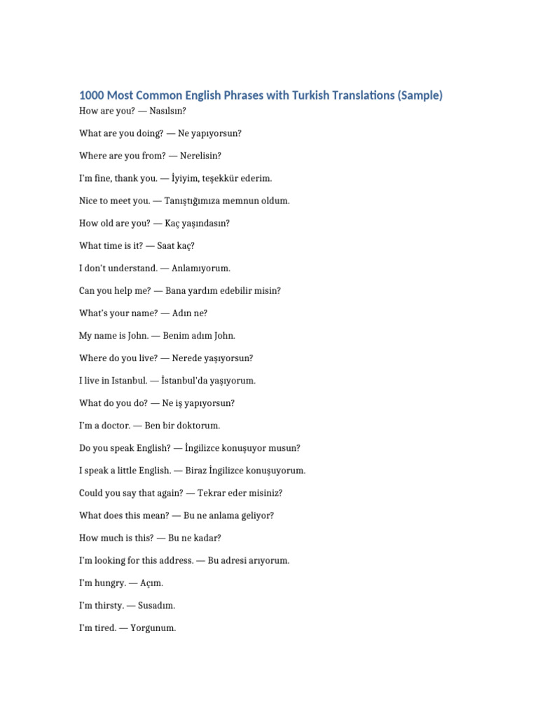 1000 Common English Phrases Sample | PDF