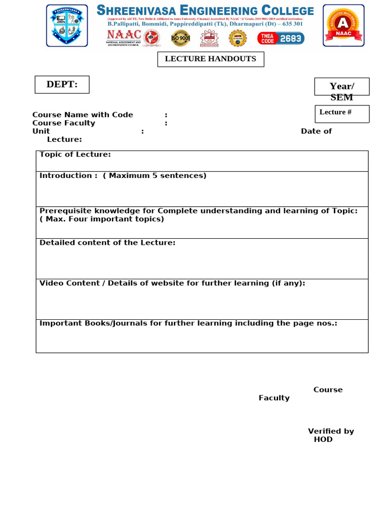Lecture Handouts - Format - 1.4 | PDF