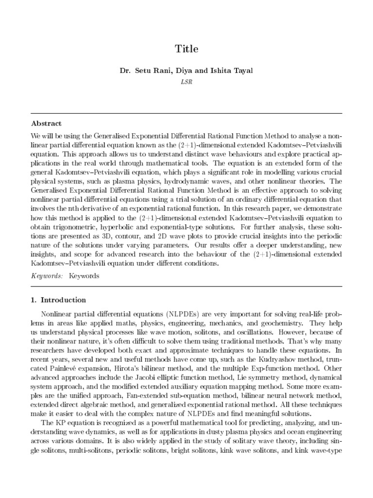Latex Template For Papers | PDF | Equations | Nonlinear System