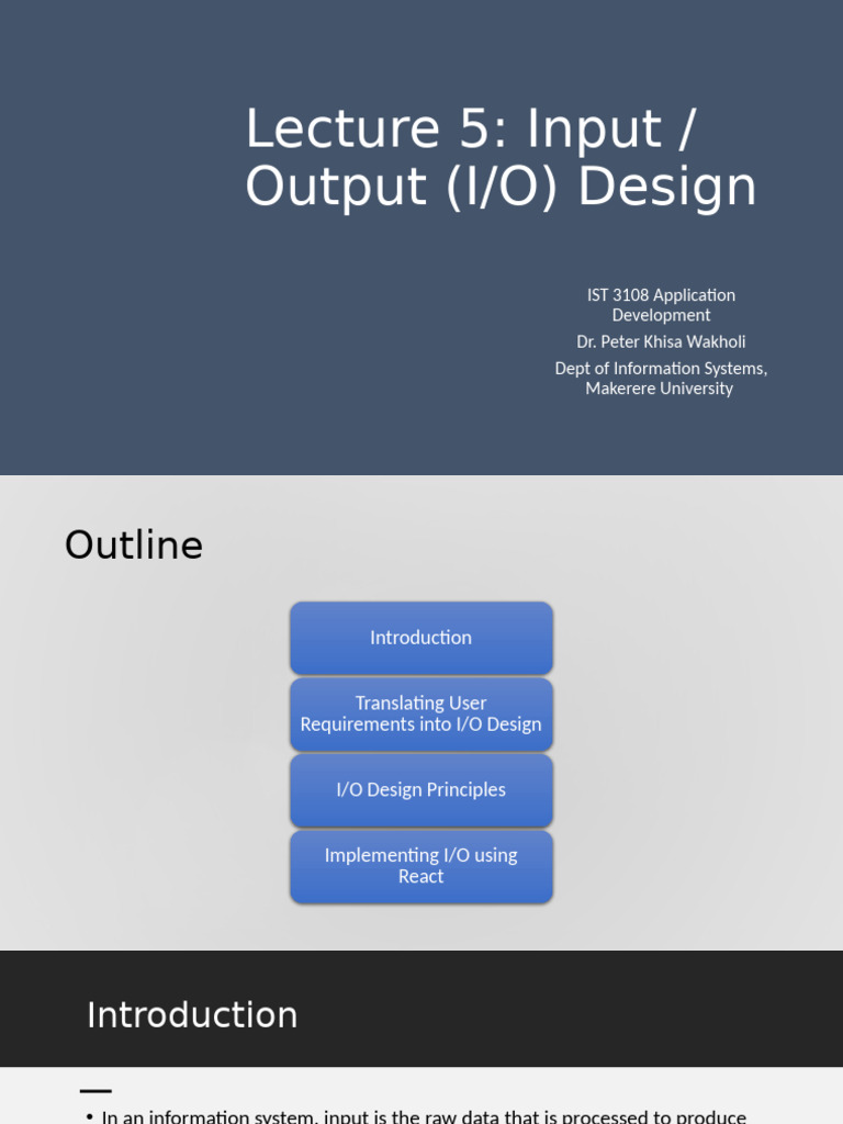 Lecture 5 - Input OUtPut Design | PDF | User Interface | Usability