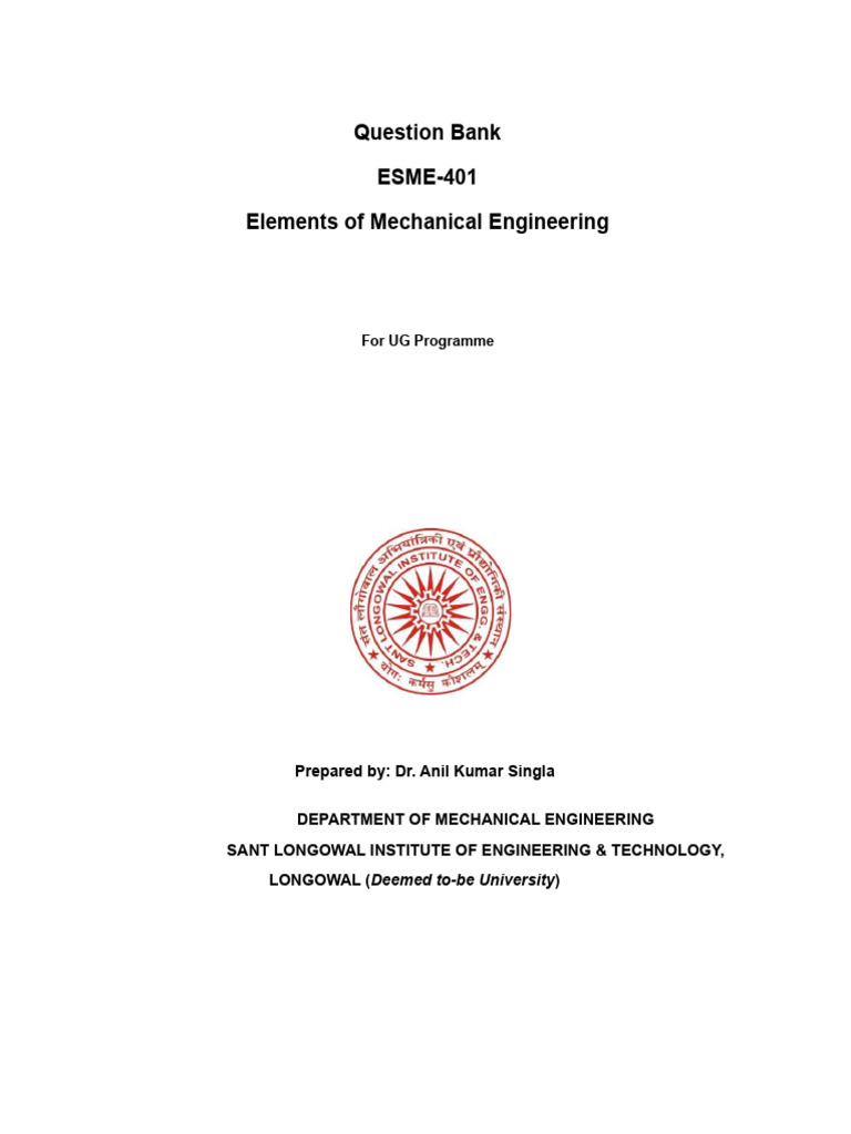 Question Bank ESME 401 Anil Kumar Singla | PDF | Deformation ...