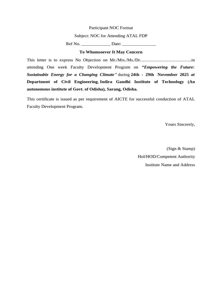 NOC for Faculty Development Program | PDF