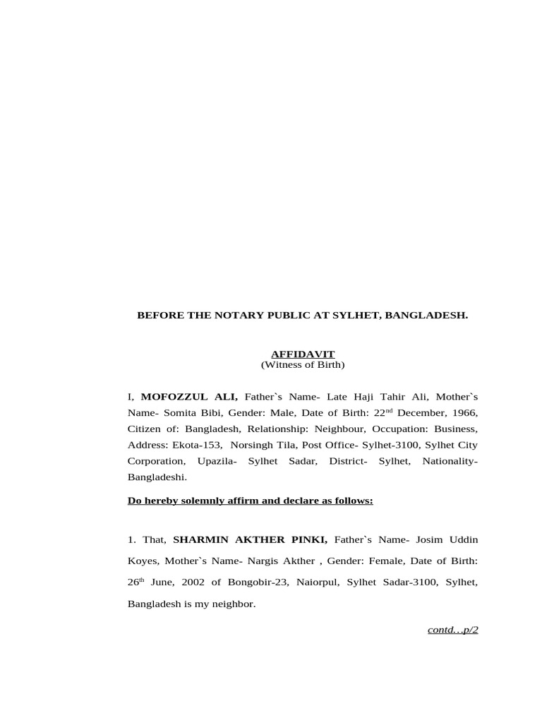 Affidavit Ref Kasem Sir | PDF | Affidavit | Bangladesh