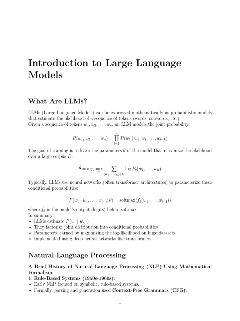 Introduction to Large Language Models | PDF | Algorithms | Artificial ...