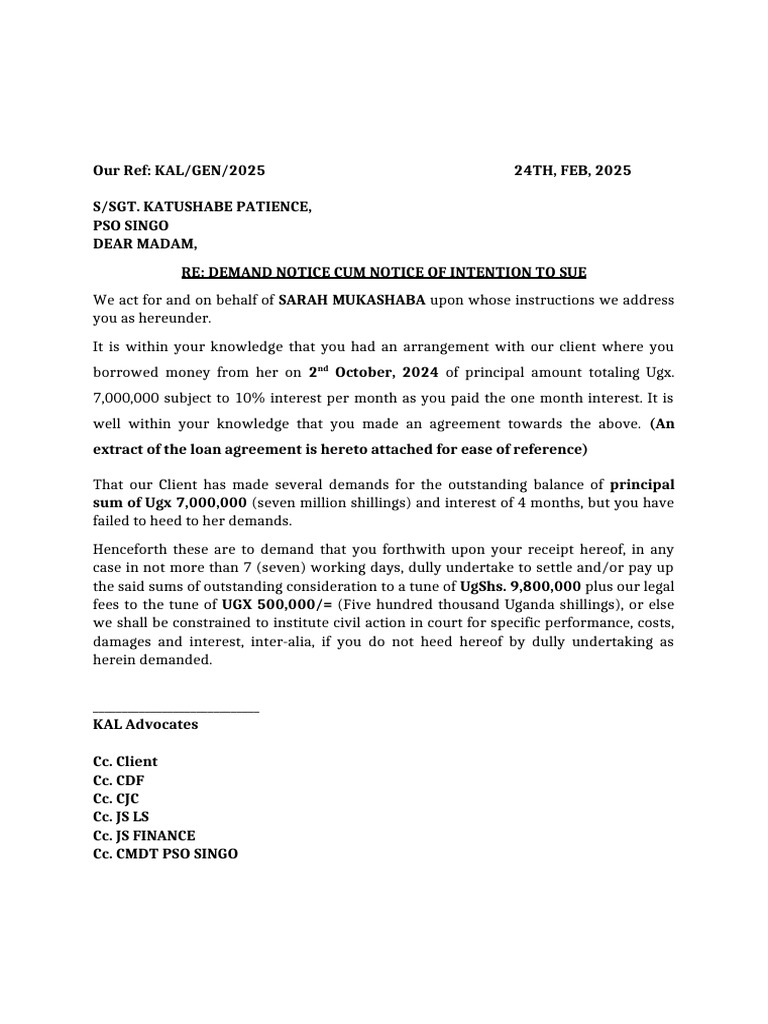 Demand Notice for Loan Repayment | PDF