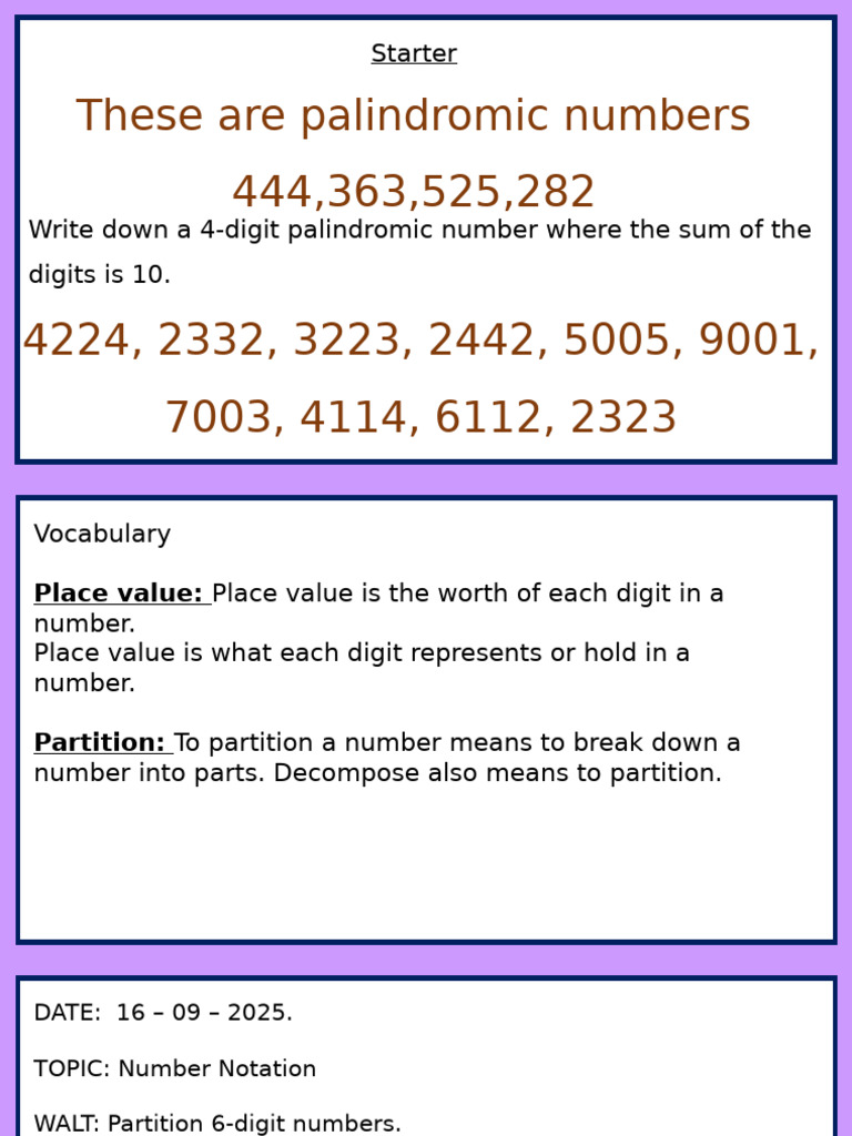 Yr3 Wk2 Day2 Math Slide - Partitioning 6-Digit Numbers. | PDF | Numbers ...
