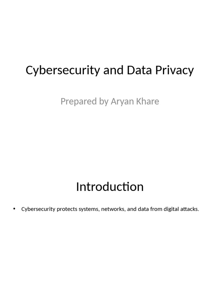 Cybersecurity and Data Privacy | PDF