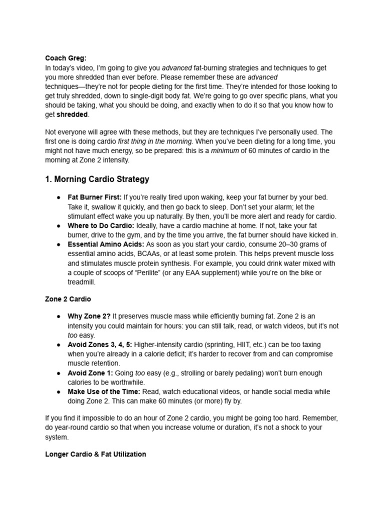ADVANCED Shredding Techniques | PDF | Aerobic Exercise | Dieting