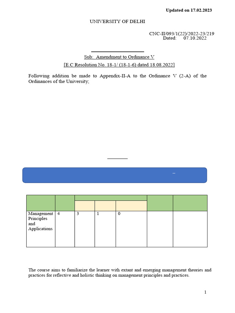 Notification: Discipline Specific Core Course - 1 (Dsc-1 ...