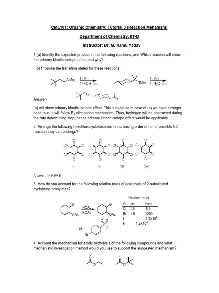 Organic Chemistry Reaction Mechanisms Tutorial | PDF | Chemical ...