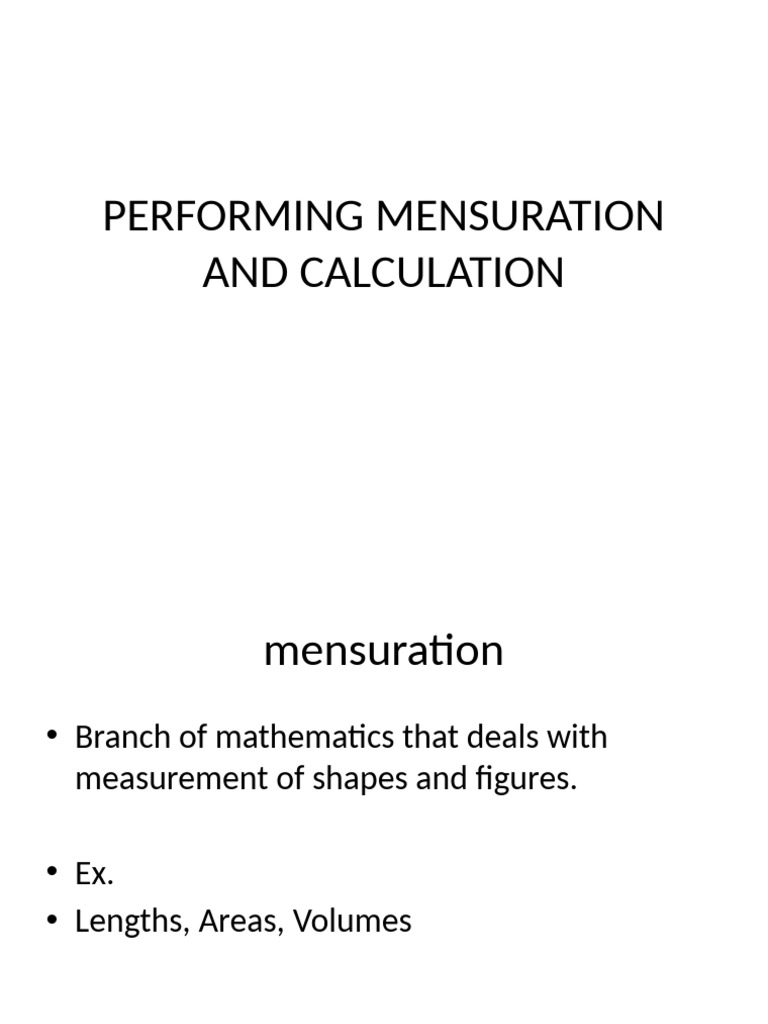 Mensuration and Calculation Basics | PDF