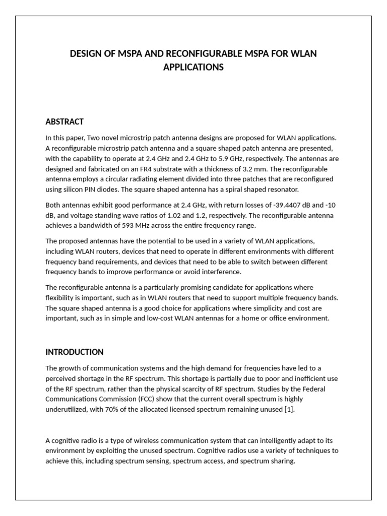 Design of Mspa and Reconfigurable Mspa For Wlan Applications | PDF ...