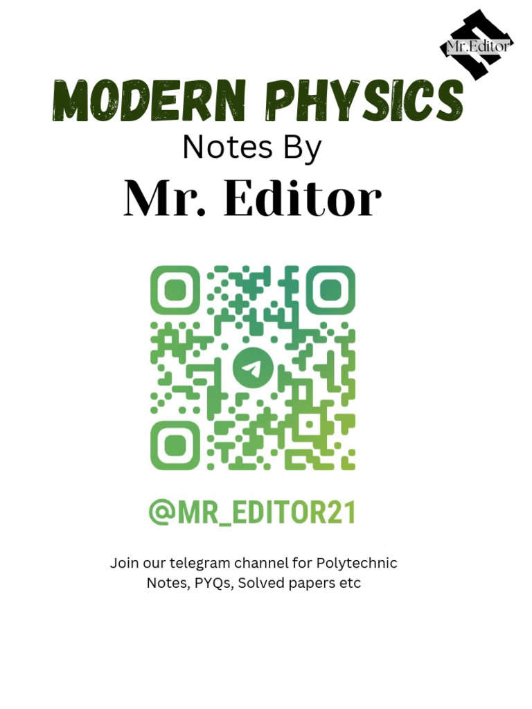 Modern Physics (2nd Sem) Notes by MR - Editor. | PDF