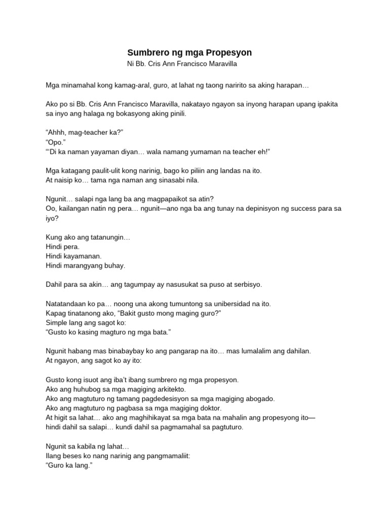 Sumbrero NG Mga Propesyon Real | PDF