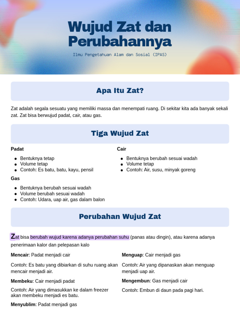 Wujud dan Perubahan Zat dalam IPA | PDF