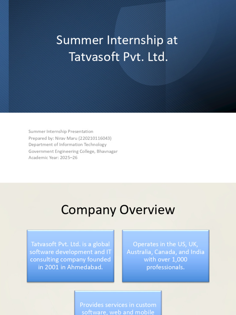 Summer Internship Presentation Nirav Maru | PDF | Software Development | Systems Engineering