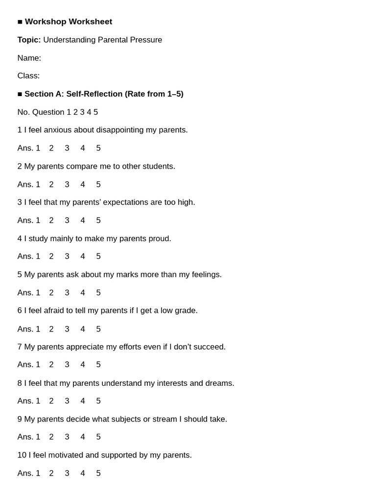 Workshop Worksheet PDF | PDF