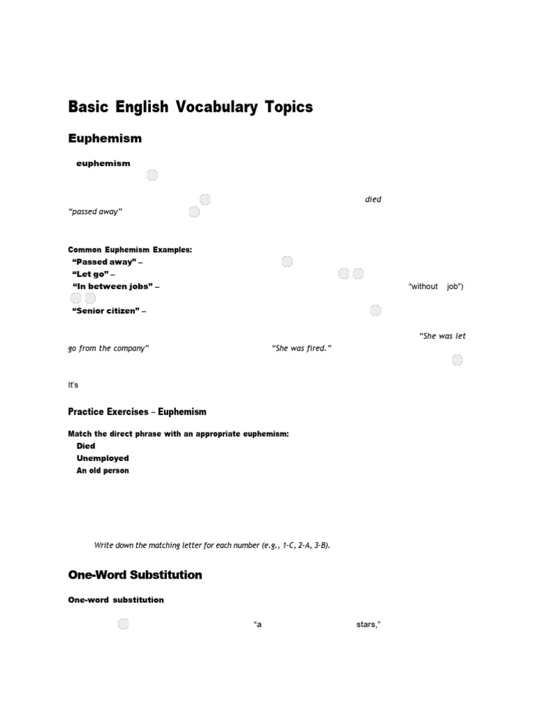 Understanding Euphemisms and Substitutions | PDF | Idiom | English Language