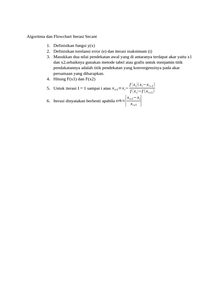 Algoritma Iterasi Secant untuk Akar | PDF
