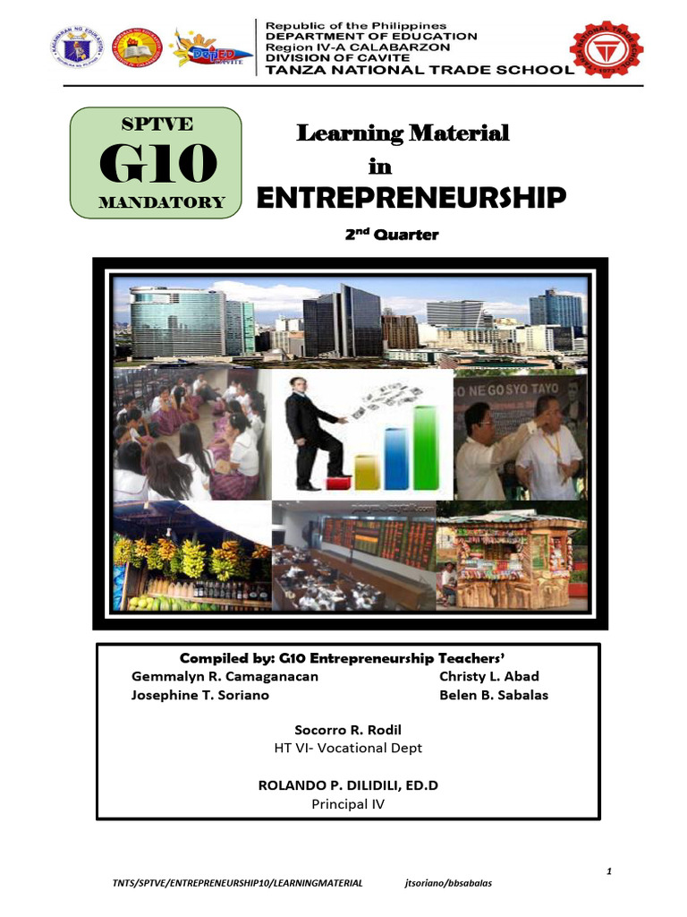 Grade 10 Entrepreneurship Learning Guide | PDF | Pricing | Inventory