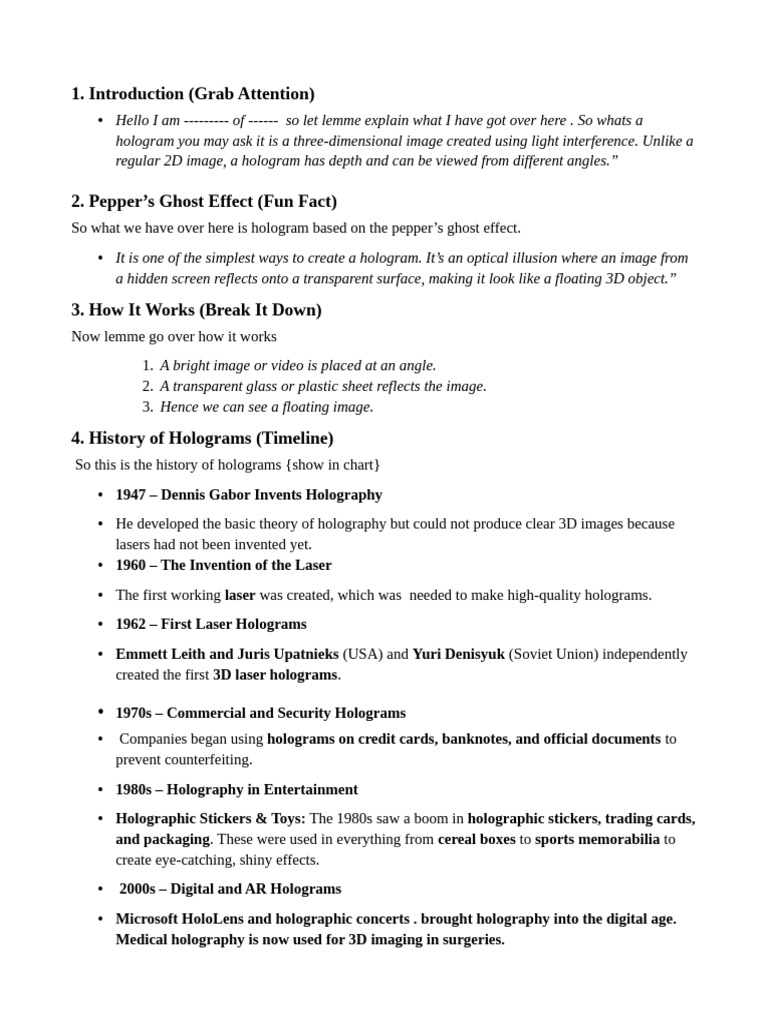 Hologram Explination Scrpt | PDF | Holography | Computer Vision