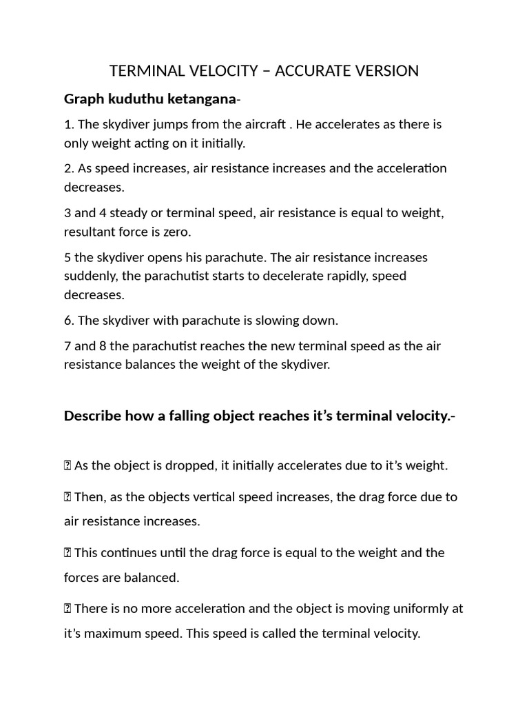 Parachutist's Terminal Velocity Explained | PDF