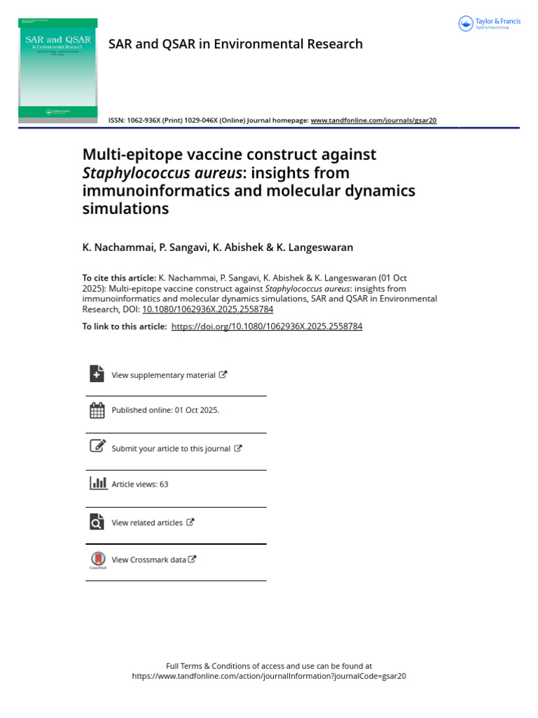 Multi-Epitope Vaccine for Staphylococcus aureus | PDF | Epitope ...