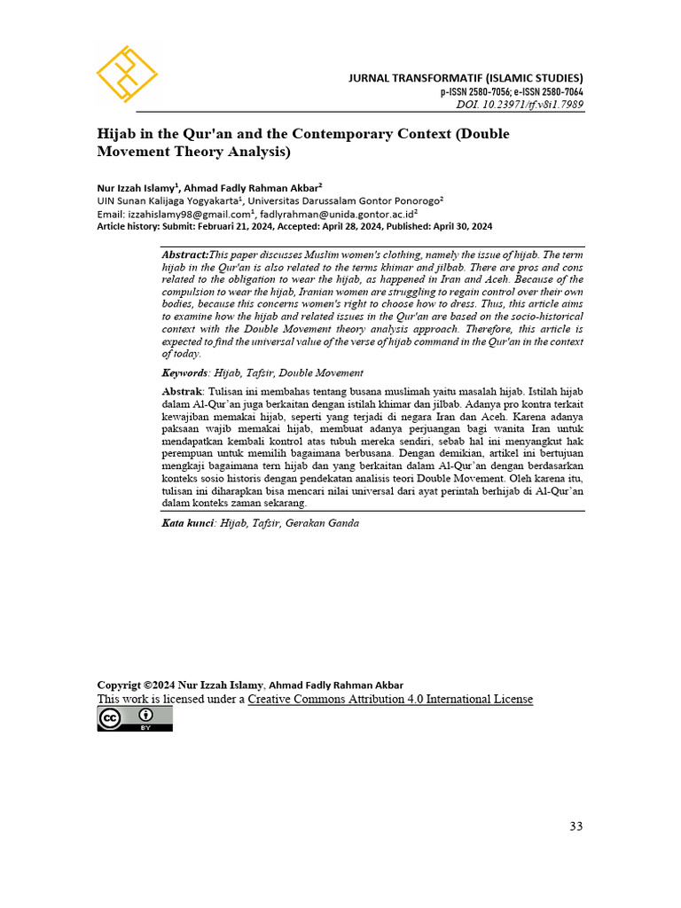 Hijab in the Qur'an: A Modern Analysis | PDF | Hijab | Quran