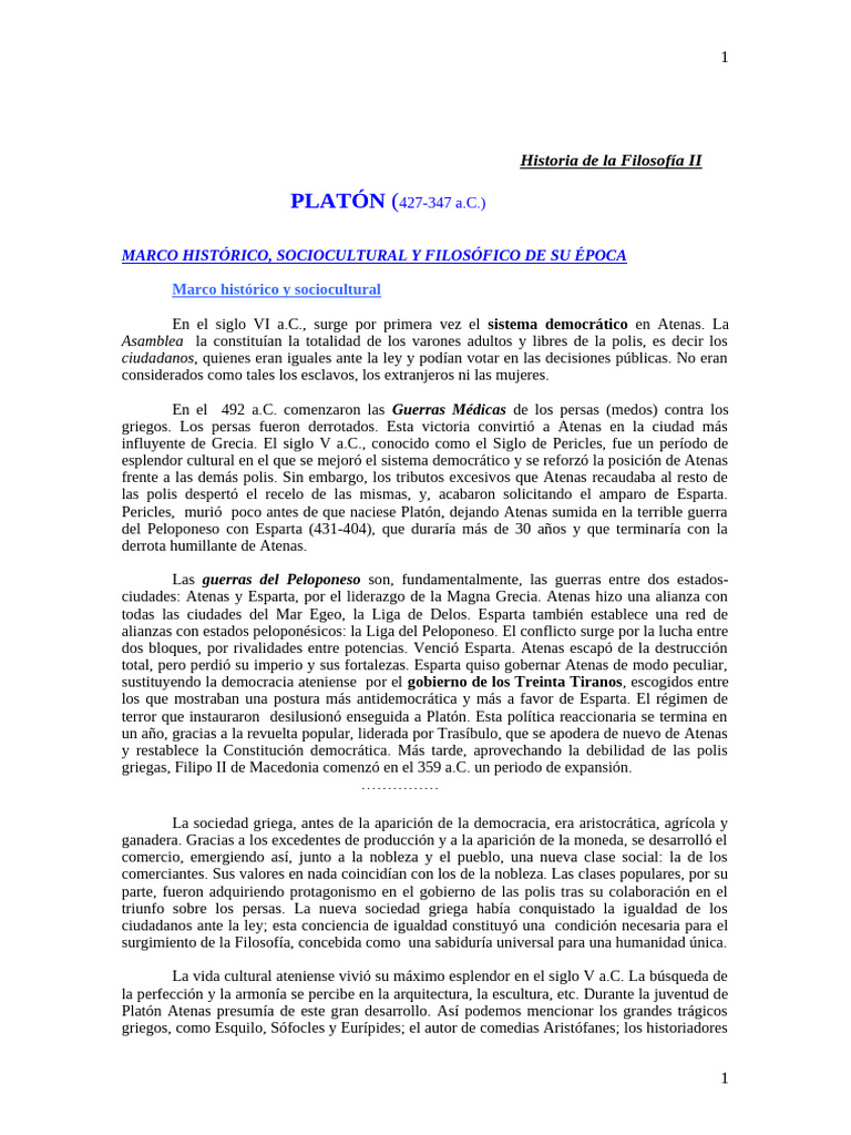 Platón: Filosofía y Democracia en Atenas | PDF | Conocimiento | Platón