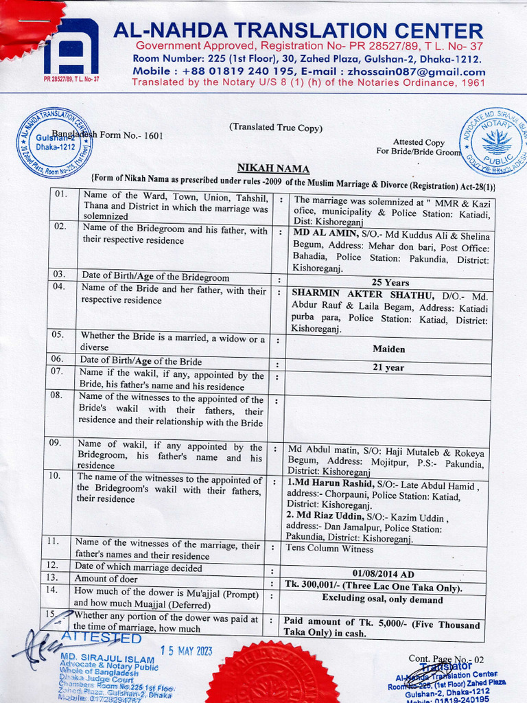 Nikah Nama | PDF