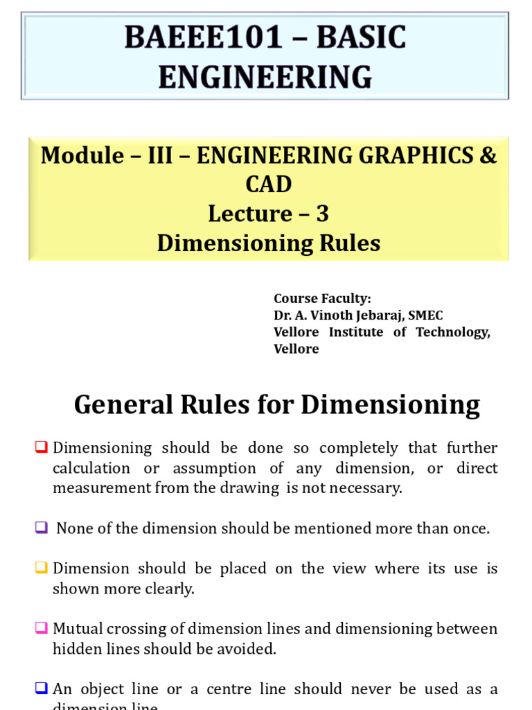 Dimensioning Rules in Engineering Graphics | PDF | Geometry