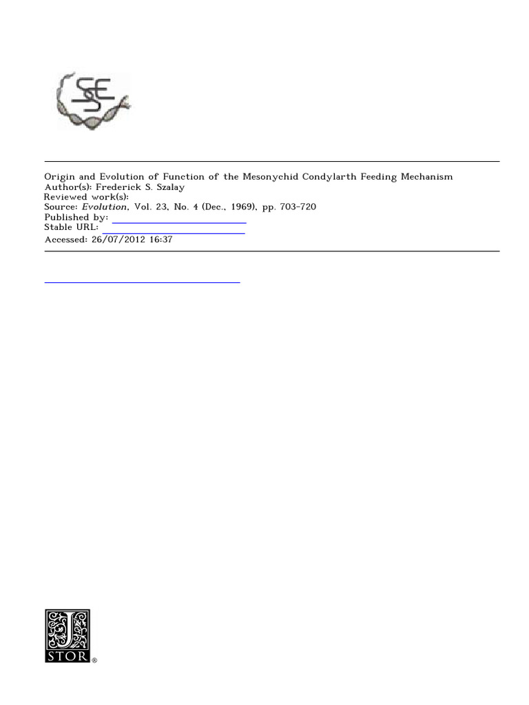 Origin and Evolution of Function of The Mesonychid Condylarth Feeding ...