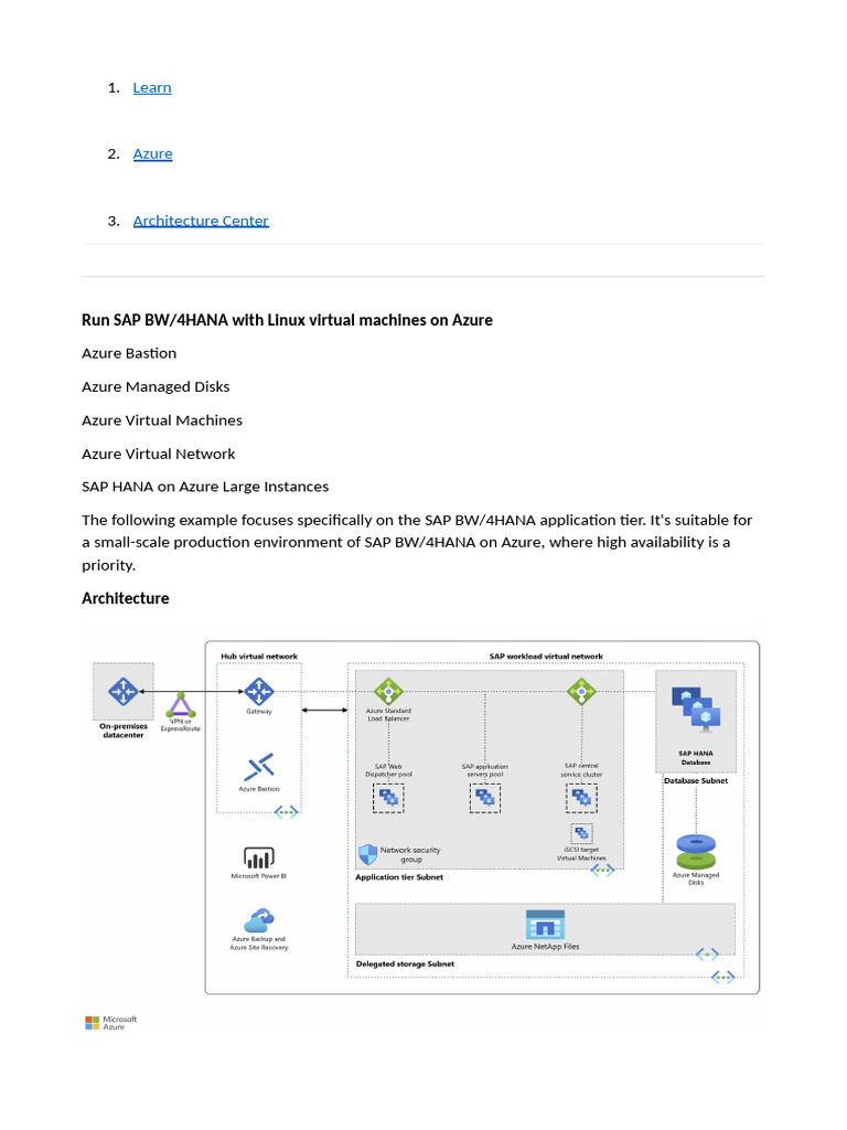 Run SAP BW4HANA With Linux Virtual Machines On Azure | PDF | Computer Network | Microsoft Azure