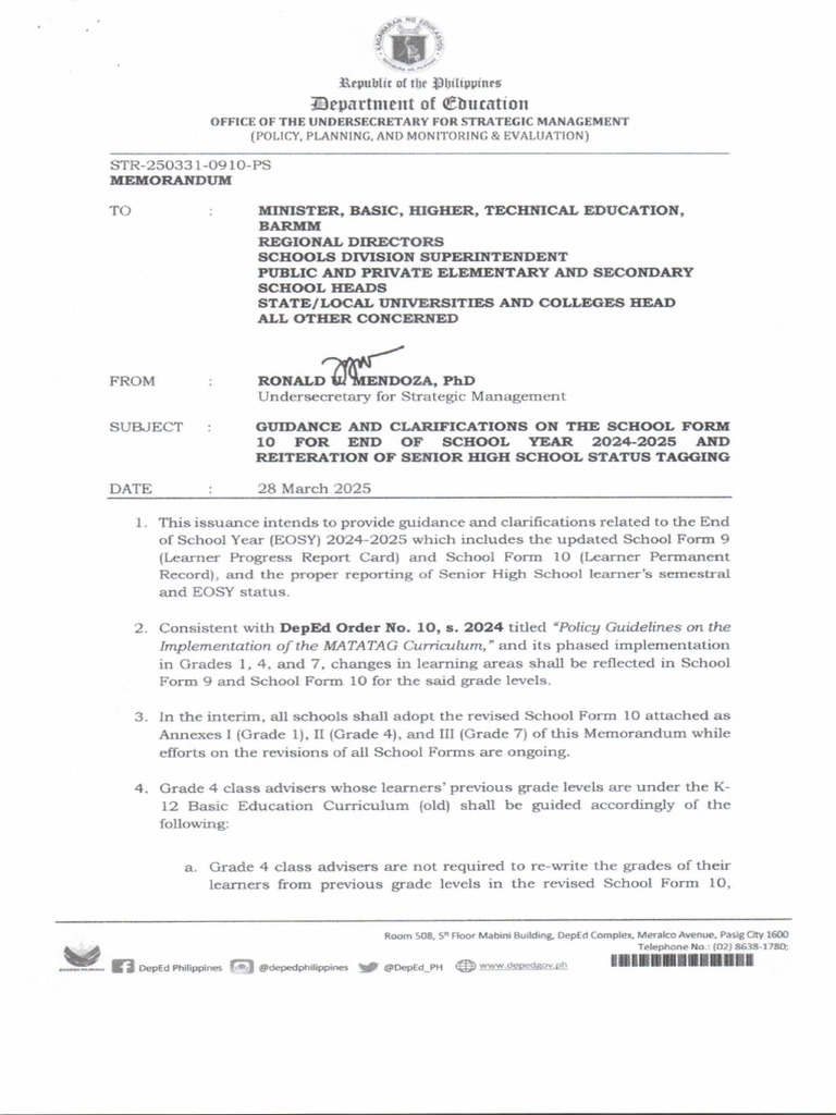 Deped Memo STR 250331 0910 PS | PDF