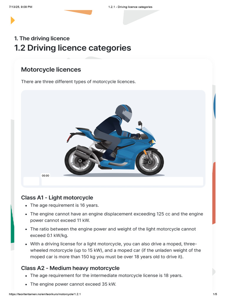 1.2.1 - Driving Licence Categories | PDF | Driver's License | Motorcycle