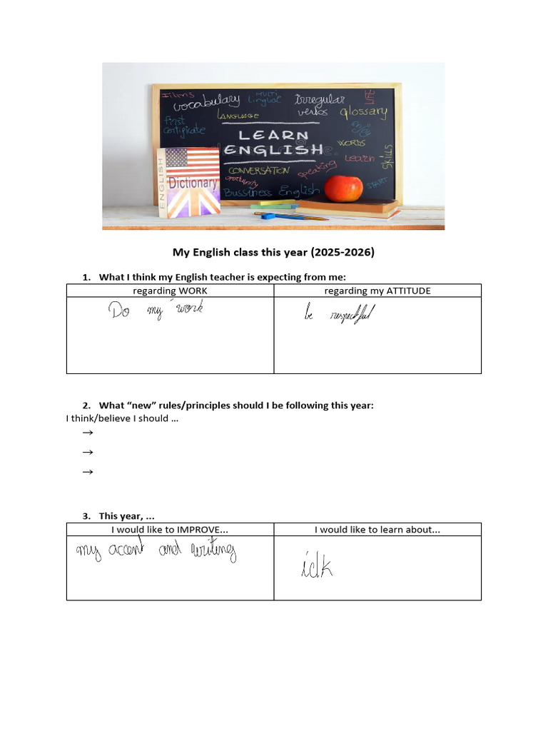My English Class This Year | PDF