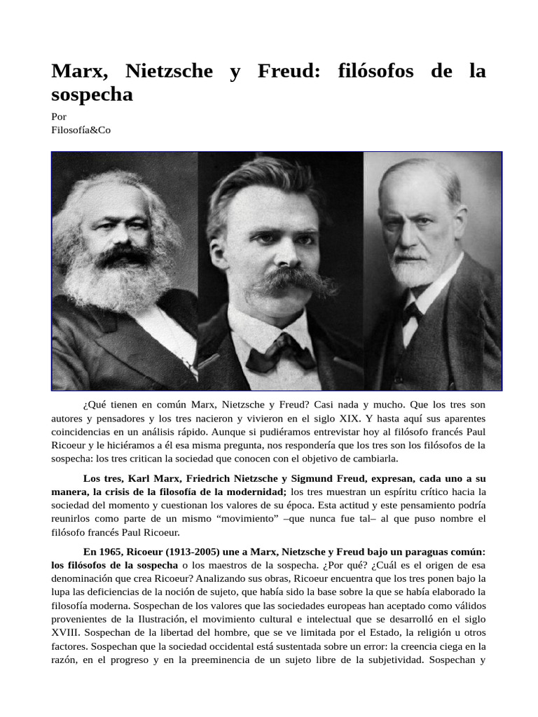 Marx, Nietzsche y Freud: Crítica a la Modernidad | PDF | Karl Marx ...