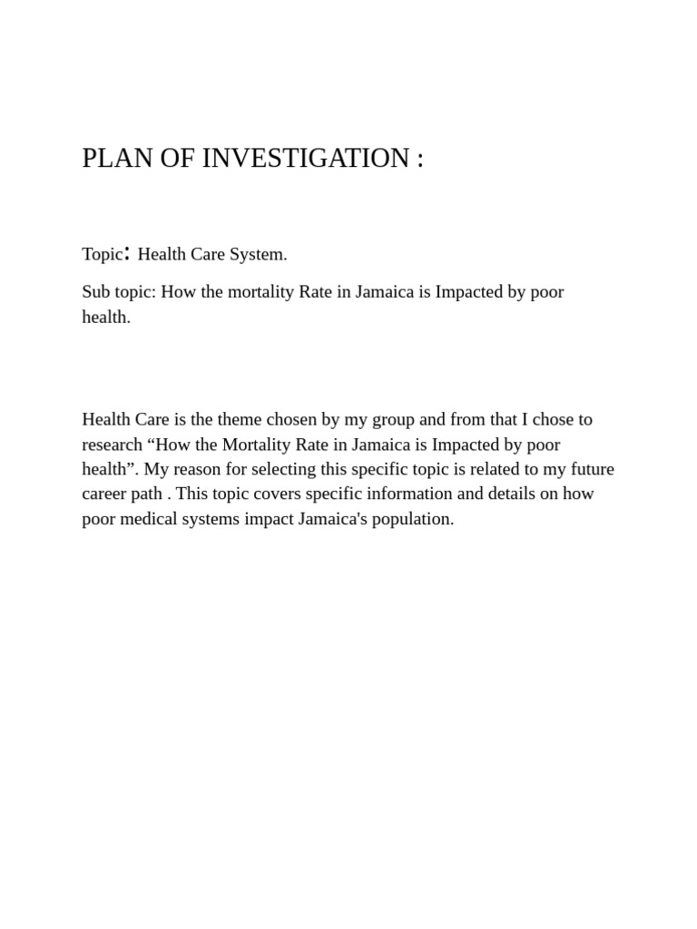 Plan of Investigation | PDF