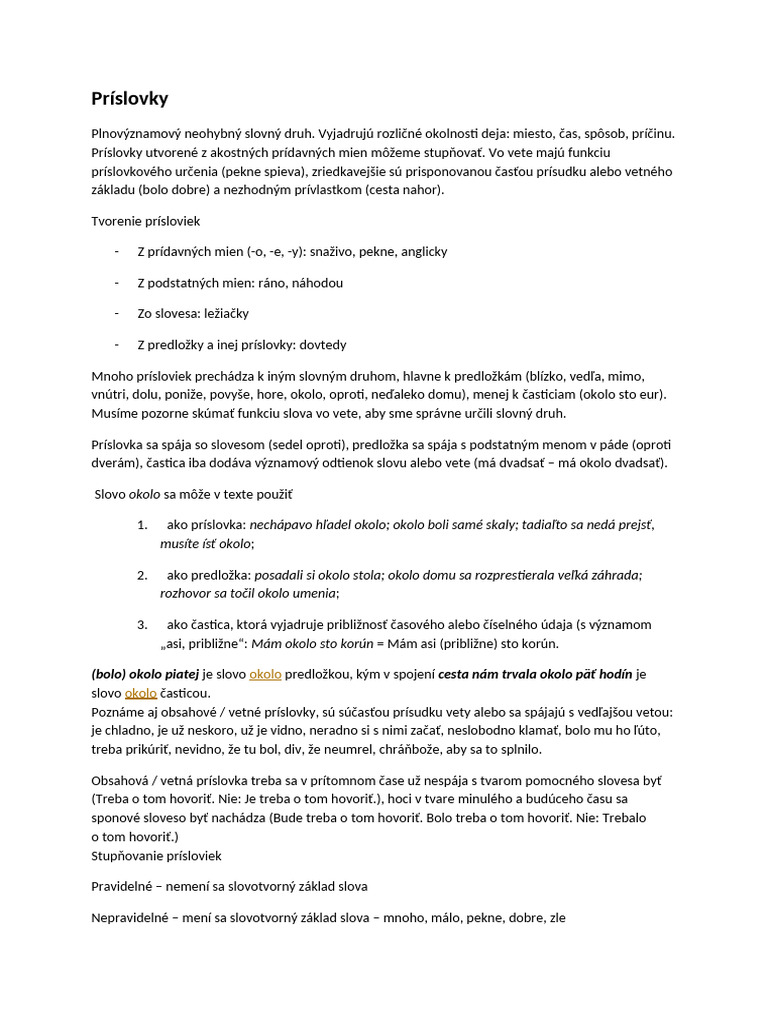 Príslovky | PDF