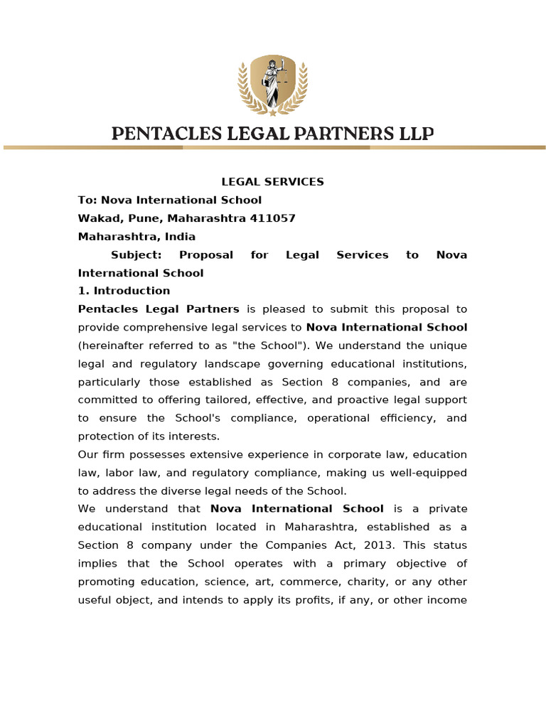 Legal Services Proposal for Nova School | PDF | Regulatory Compliance ...